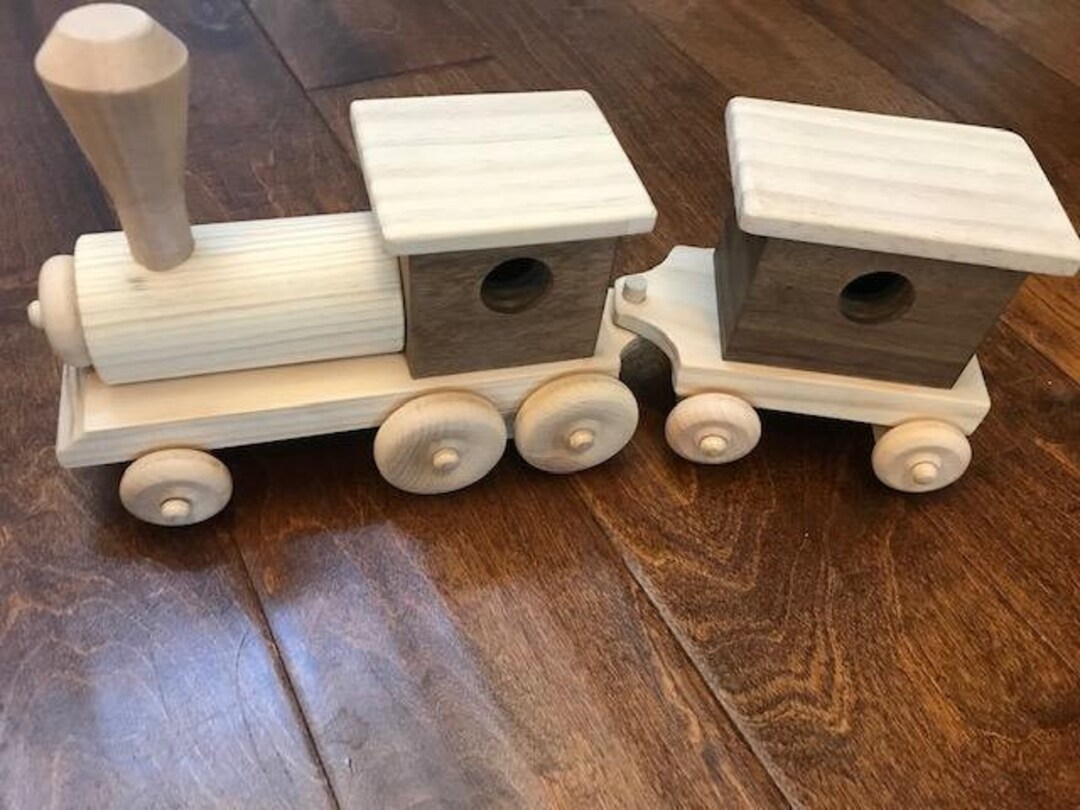 FREE SHIPPING!! Handmade Wooden Toy Train Engine With Caboose - Etsy