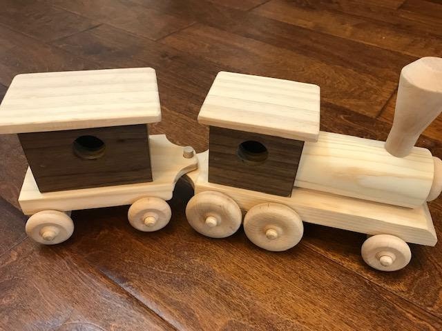FREE SHIPPING Handmade Wooden Toy Train Engine With 3 Cars - Etsy