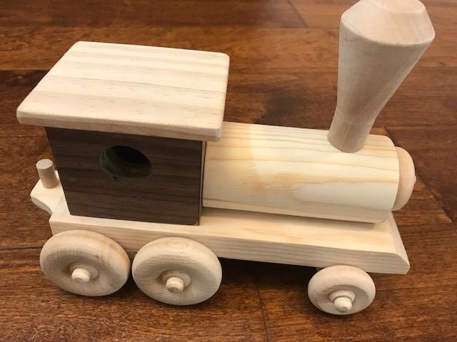 FREE SHIPPING Handmade Wooden Toy Train Engine With 3 Cars - Etsy
