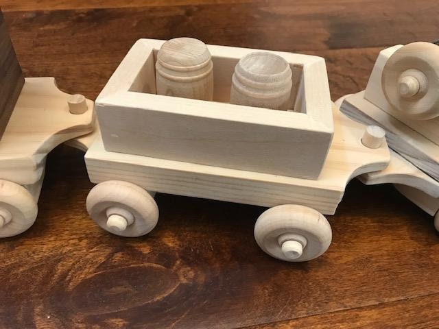 FREE SHIPPING Handmade Wooden Toy Train Engine With 3 Cars - Etsy
