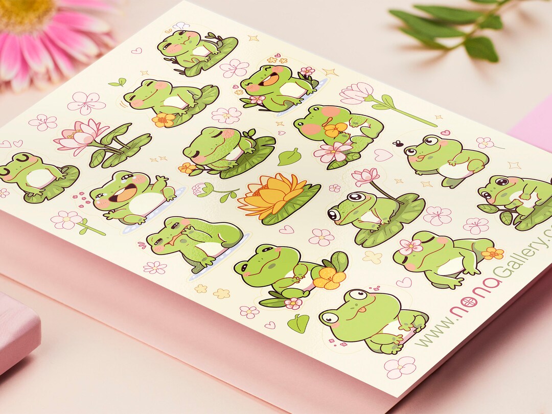 Frogs Sticker Sheet Pack Vegan Friendly Journal Stickers, Calendar ...