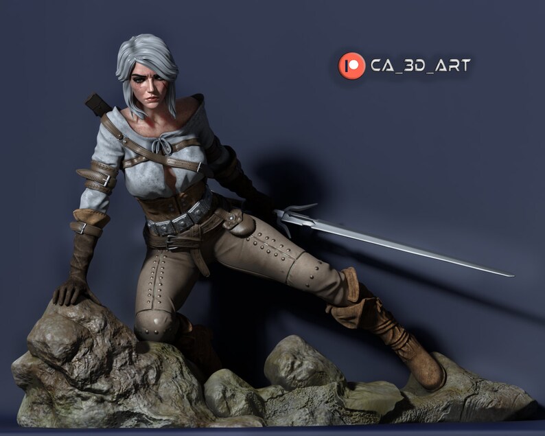 Ciri the Witcher 3D Print Fan Art Statue Model CA3D Studios - Etsy