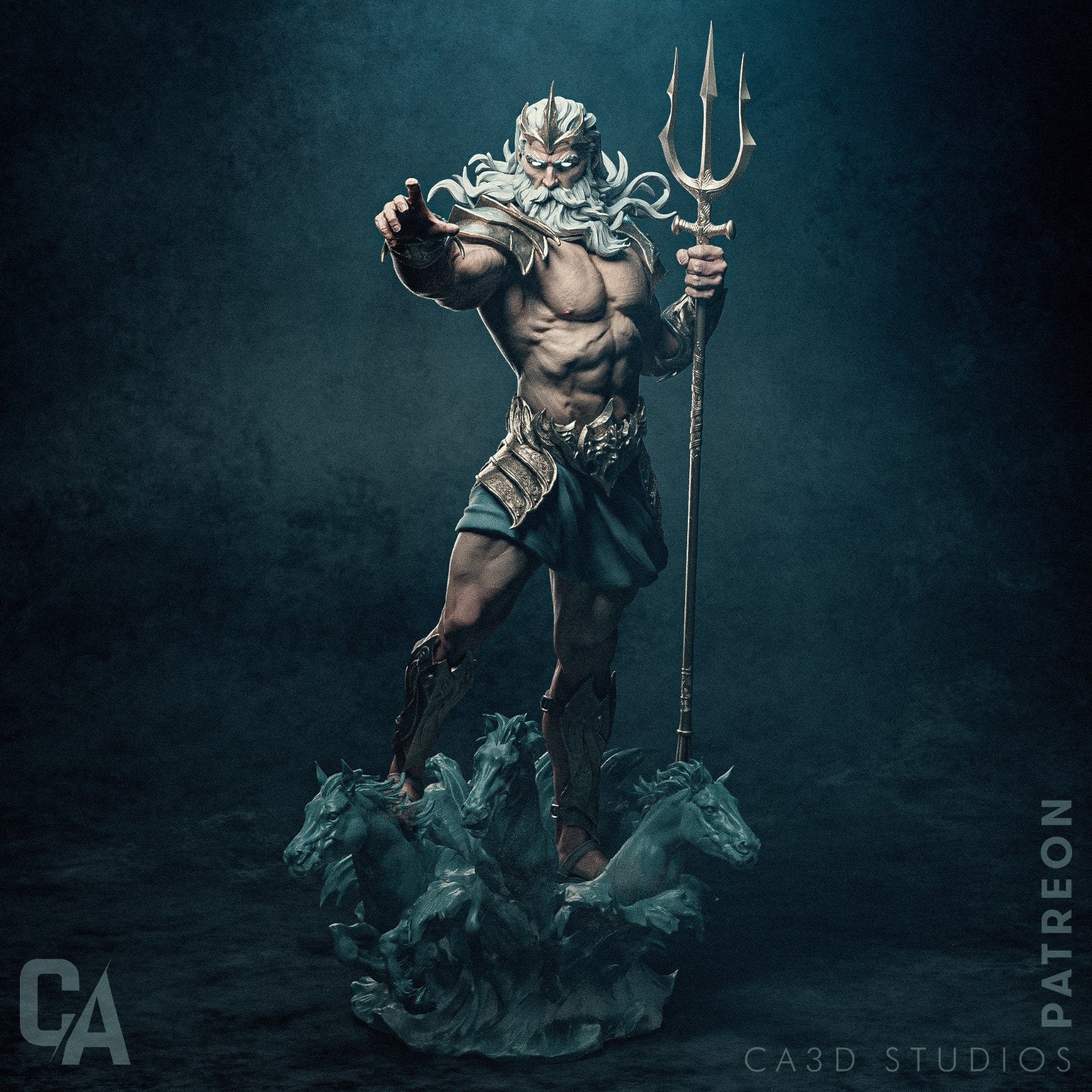 Poseidon Greek God 3D Print Fan Art Statue Model CA3D Studios - Etsy