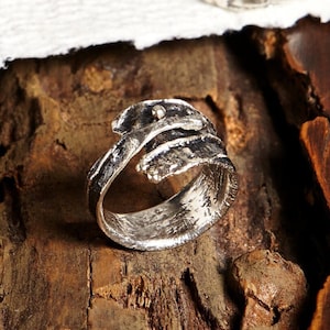 Silver Ring, Textured Silver Ring, Nature Design, Textured Leaf Ring ...