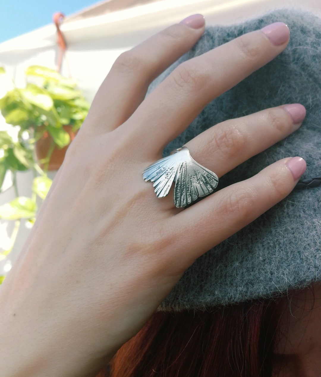 Silver Ginkgo Ring, Gingko Biloba, Botanical Ring, Ginkgo Leaf Ring, Ginkgo Biloba, Art Nouveau ...