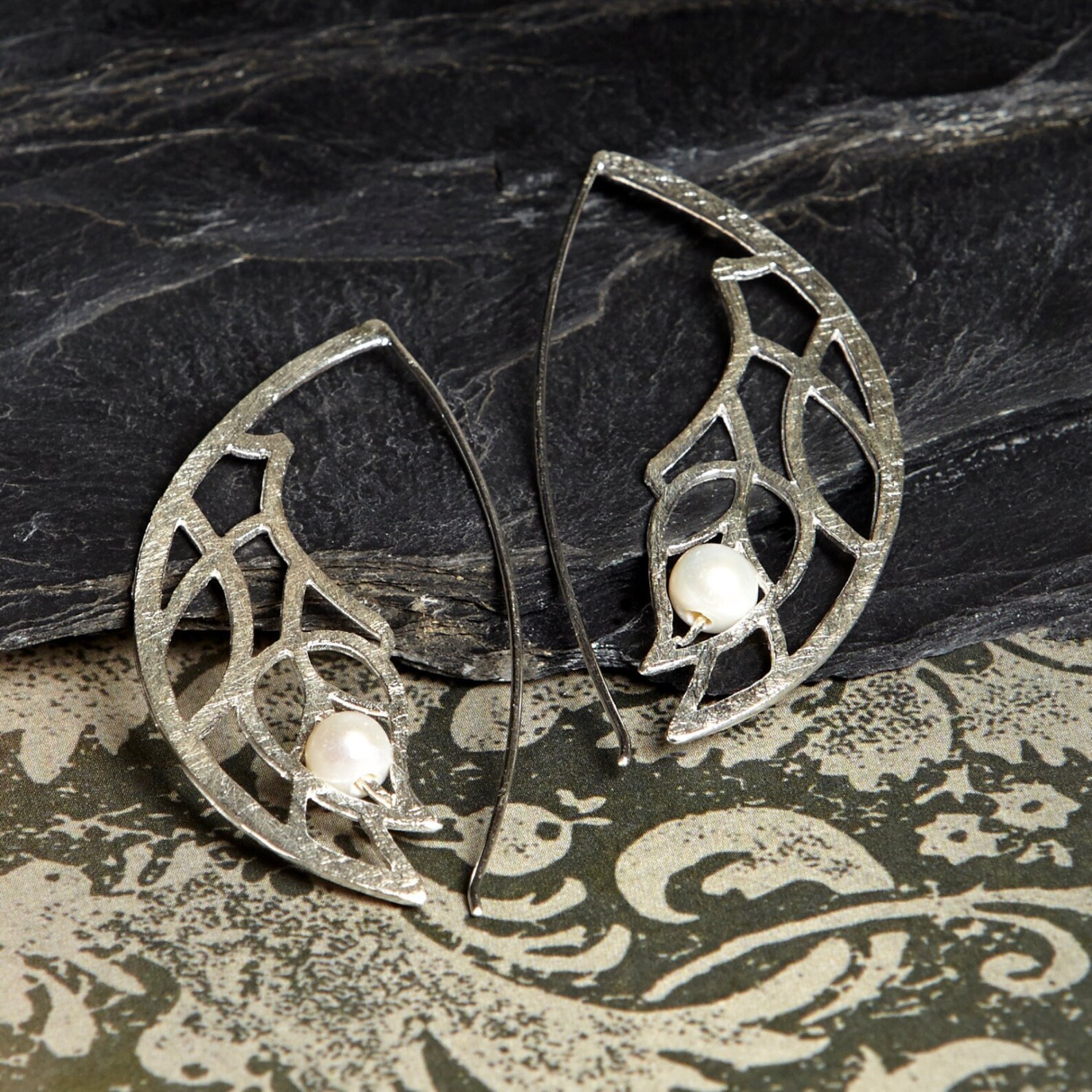 Openwork Silver, Modern Hook Earrings, Openwork Earrings, Pearl ...