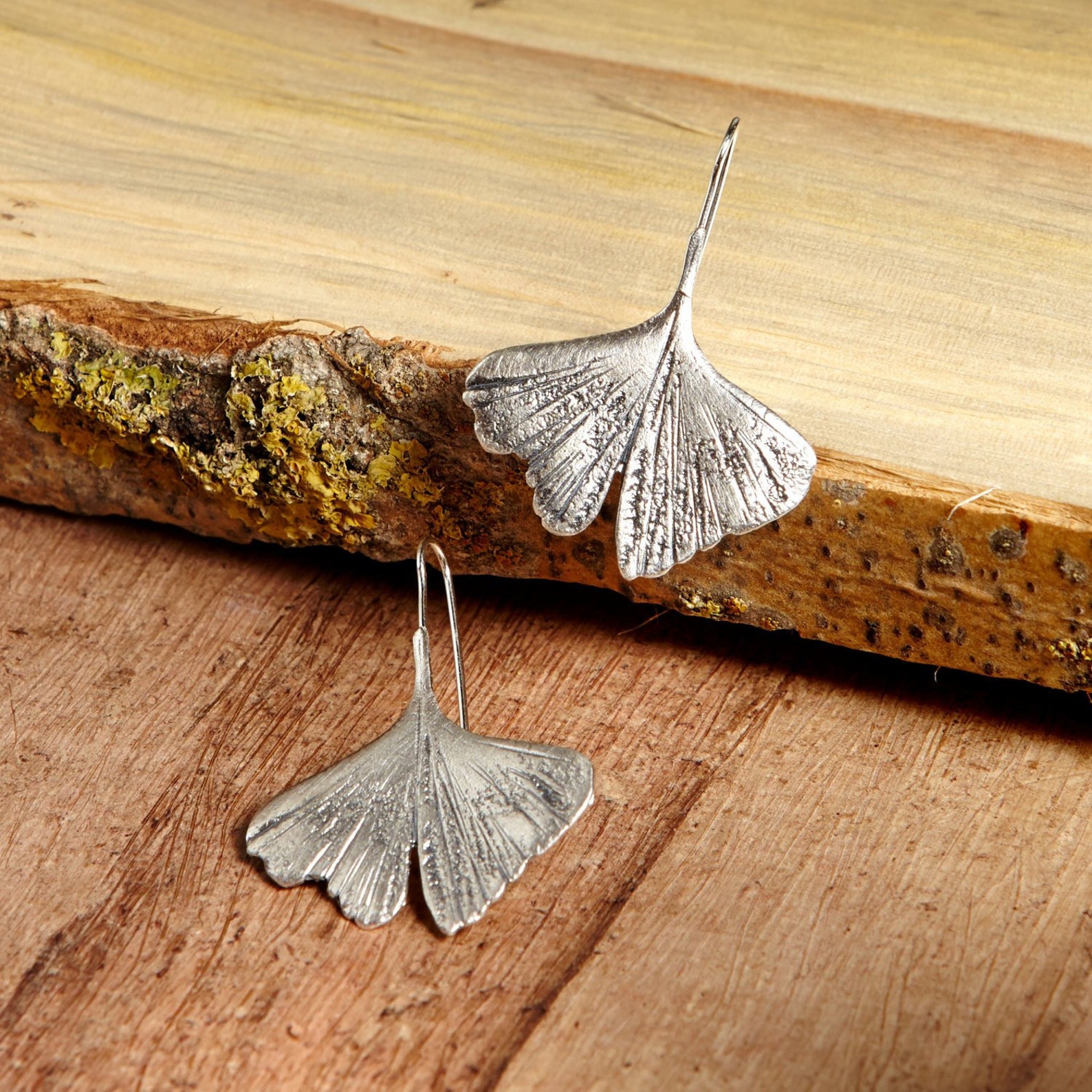 Ginkgo Leaf Earrings, Silver Earrings, Ginkgo Earrings, Sterling Silver ...