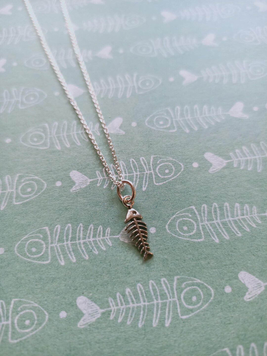 Silver Fishbone, Sterling Silver, Silver Pendant, Fishbone Pendant ...