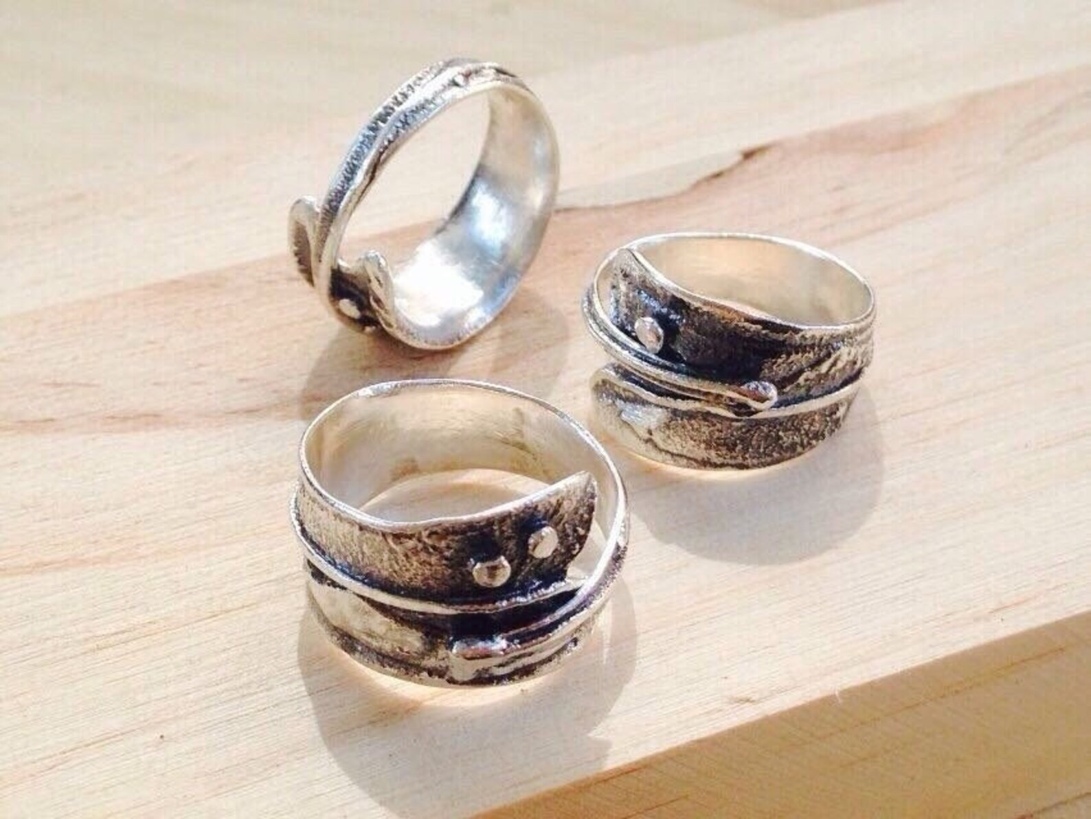Silver Ring, Textured Silver Ring, Nature Design, Textured Leaf Ring ...