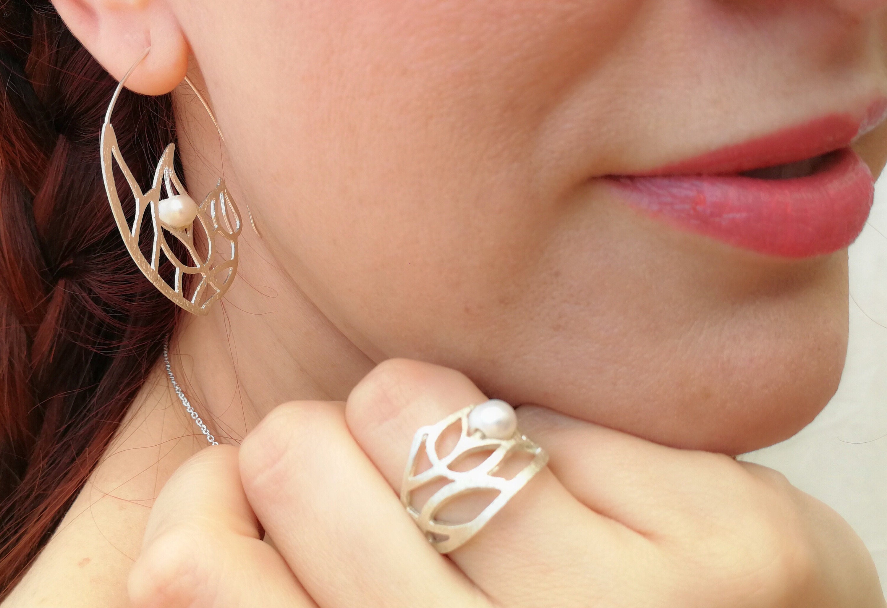 Openwork Silver, Modern Hook Earrings, Openwork Earrings, Pearl ...