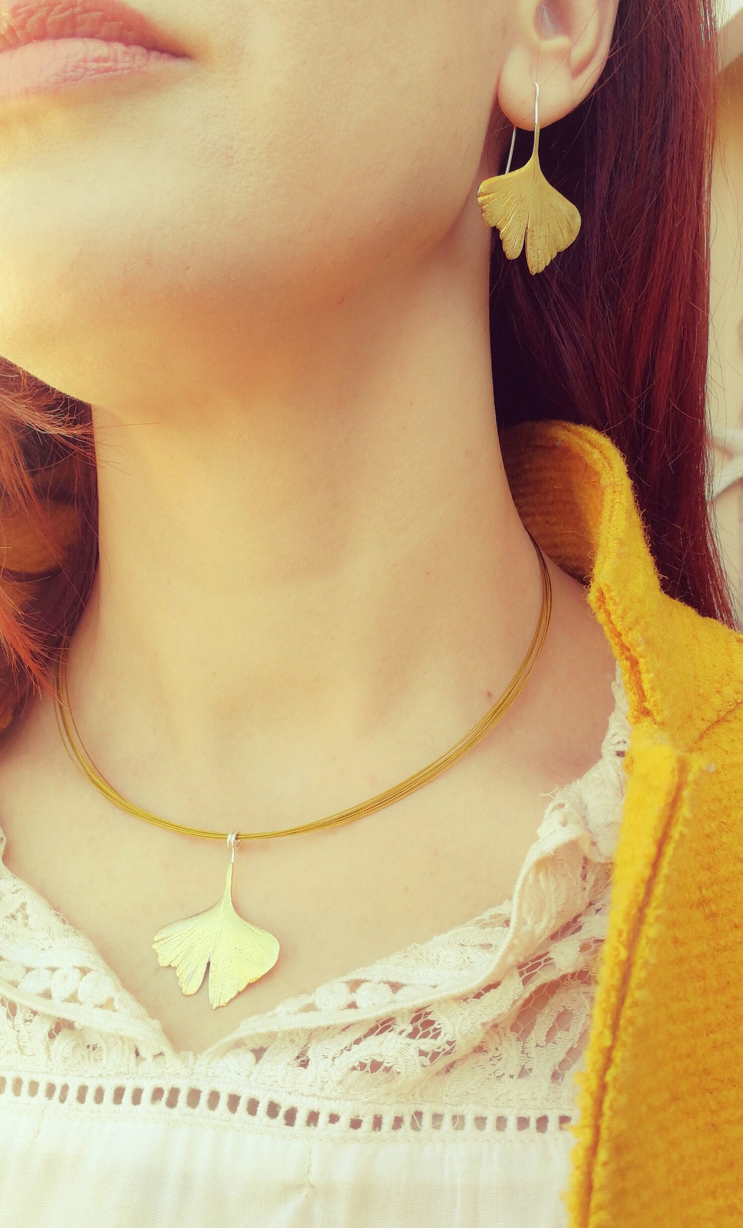 Ginkgo Earrings, Gold Leaf Earrings, Ginkgo Biloba, Bronze Ginkgo, Leaf ...