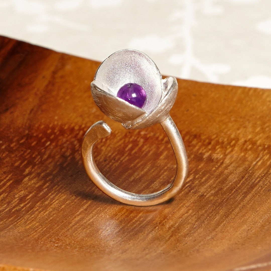 Silver Ring, Botanical Jewel, Decorated Ring, Big Flower Ring, Wedding ...