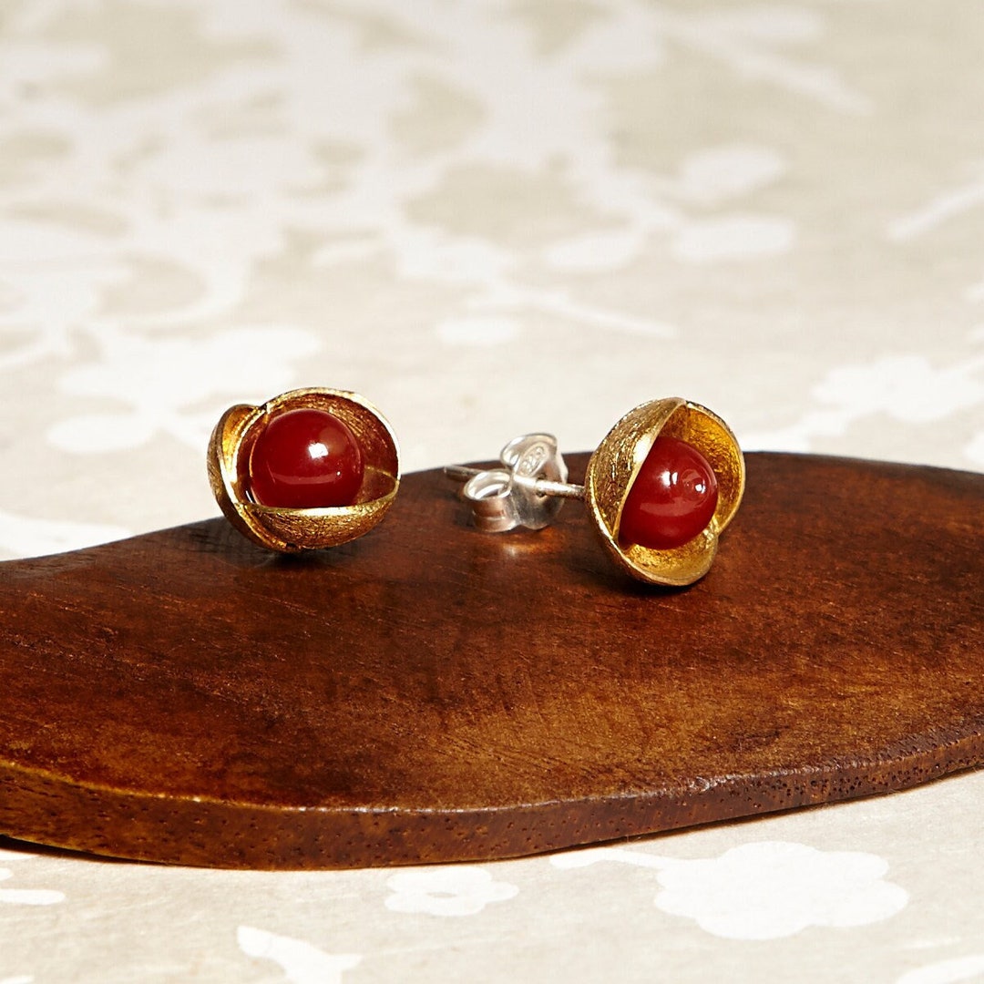 Bronze Stud Earrings Gold Flower Studs Bronze Studs Flower - Etsy