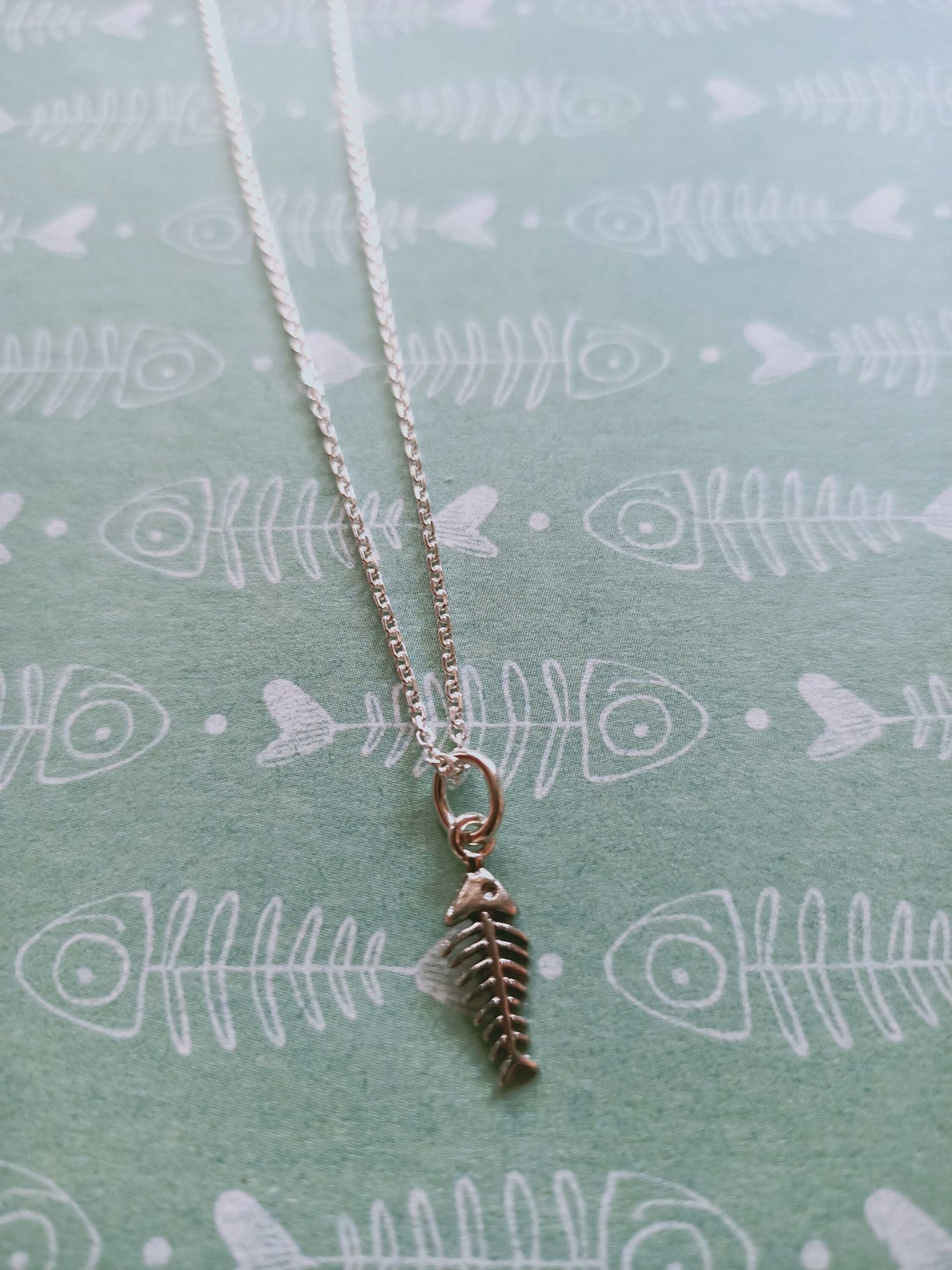 Silver Fishbone, Sterling Silver, Silver Pendant, Fishbone Pendant ...