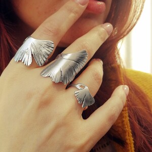 Silver Ginkgo Ring, Gingko Biloba, Botanical Ring, Ginkgo Leaf Ring, Ginkgo Biloba, Art Nouveau ...