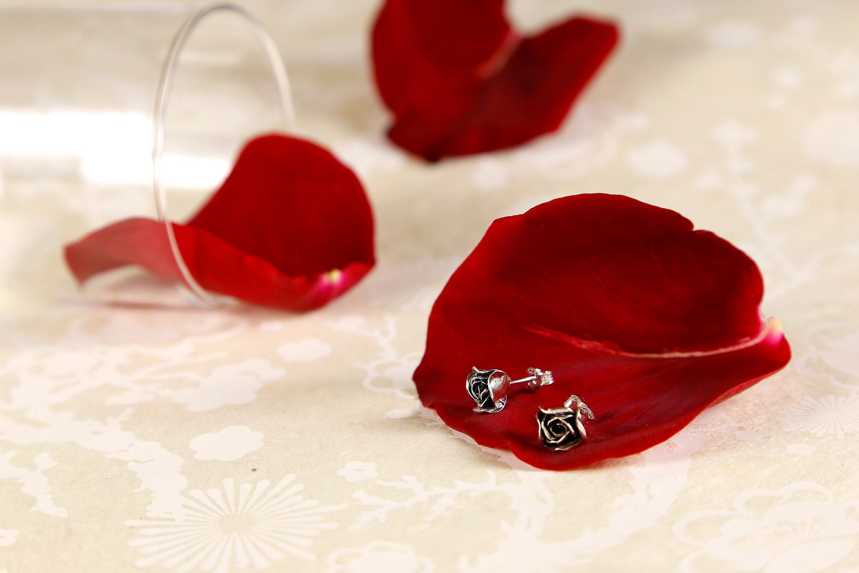 Blooming Rose Bohemian Rose Studs beauty and the beast | Etsy