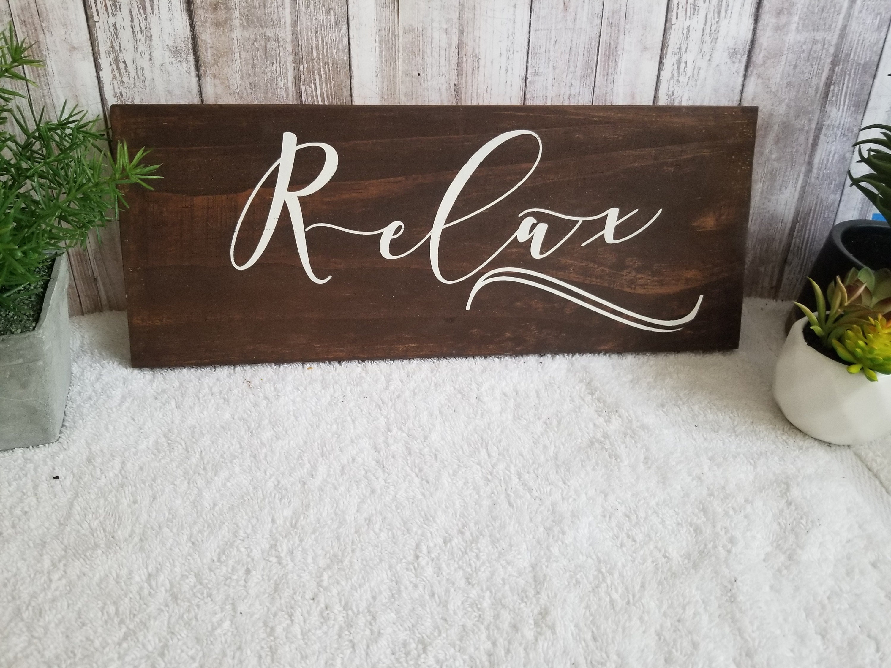 Relax Sign Relax Sign for Bathroom Relax Relax Wall Art | Etsy