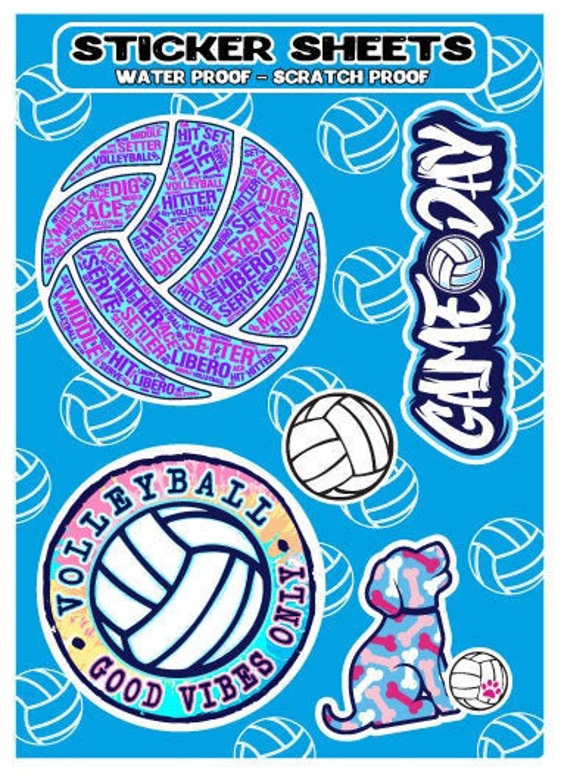 Volleyball Water Bottle Stickers Volleyball Laptop Stickers - Etsy