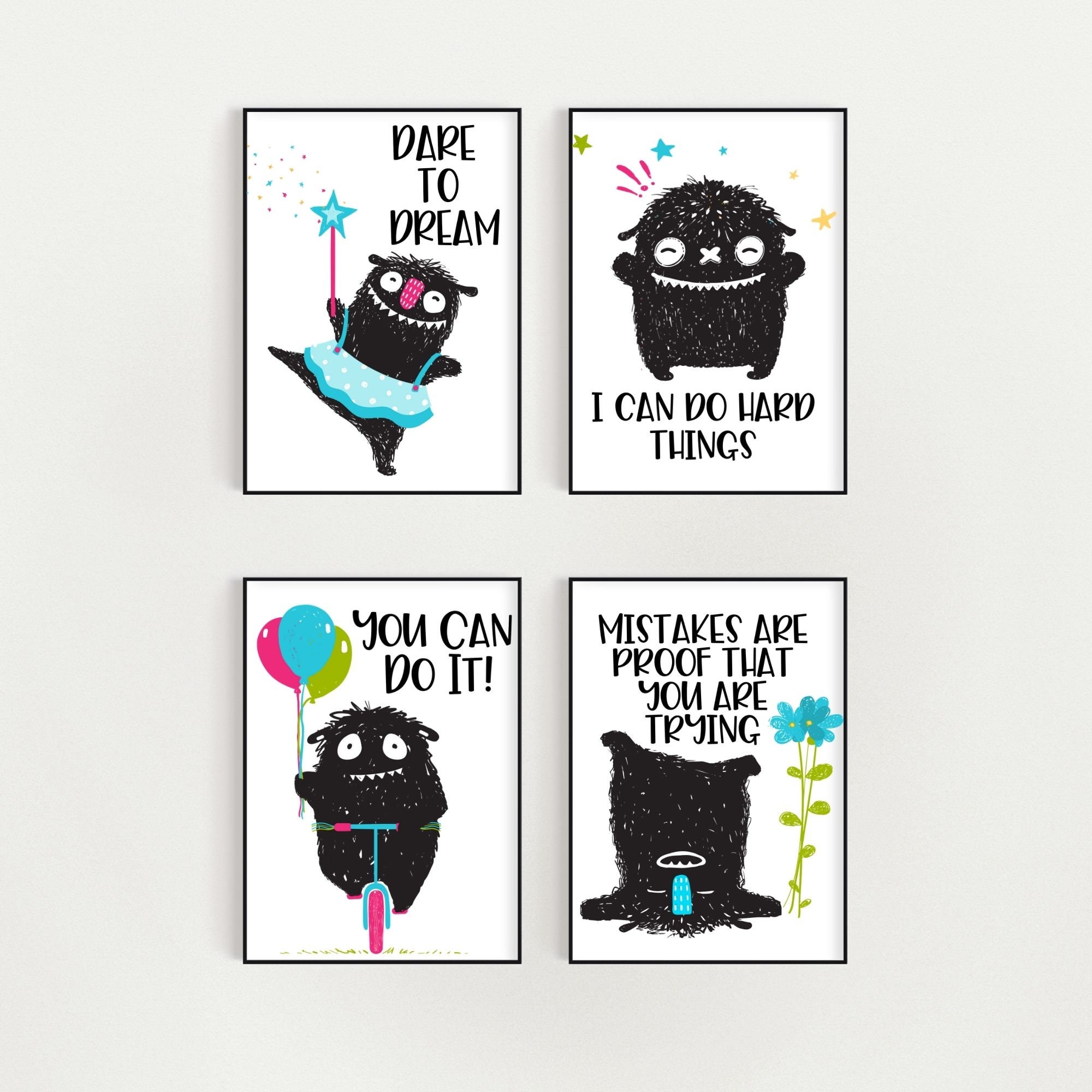 Cute Monster Growth Mindset Posters (4) Classroom Decor, Inspirational ...