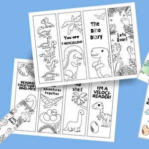 Printable Coloring Bookmarks Dino, Color Your Own Bookmarks, DIY ...