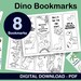 Printable Coloring Bookmarks Dino, Color Your Own Bookmarks, DIY ...