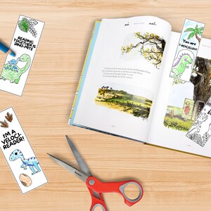 Printable Coloring Bookmarks Dino, Color Your Own Bookmarks, DIY ...