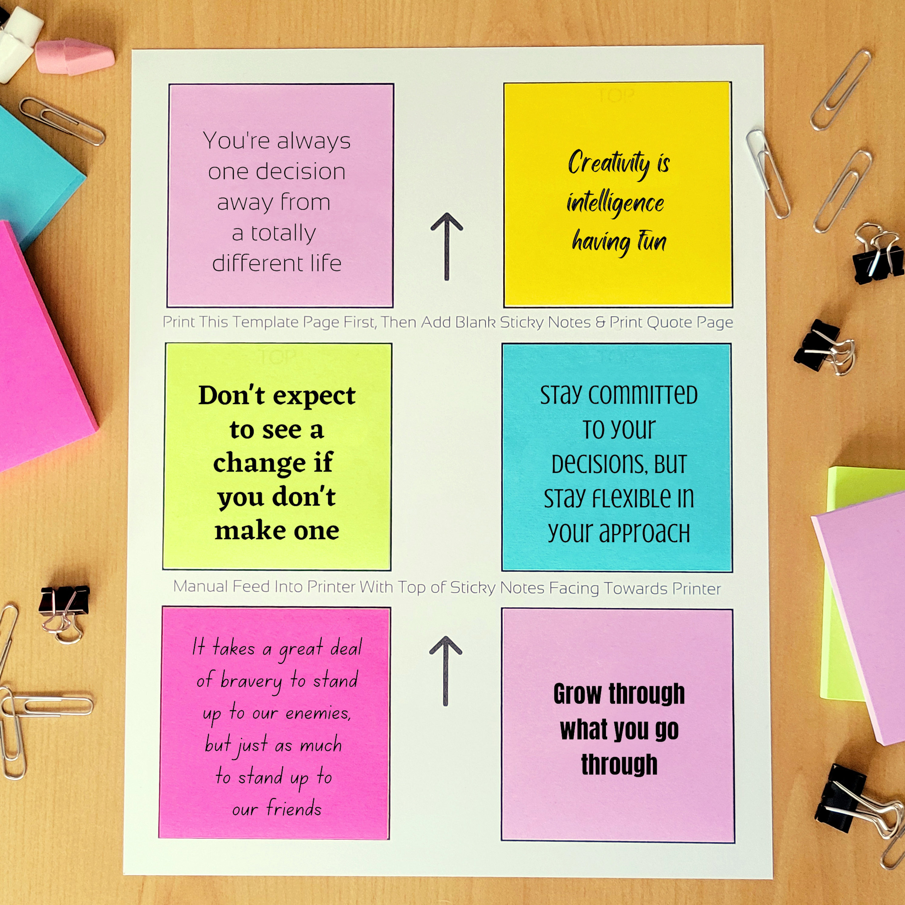 Printable Sticky Notes, Set 3 Teen College Inspirational Quotes ...