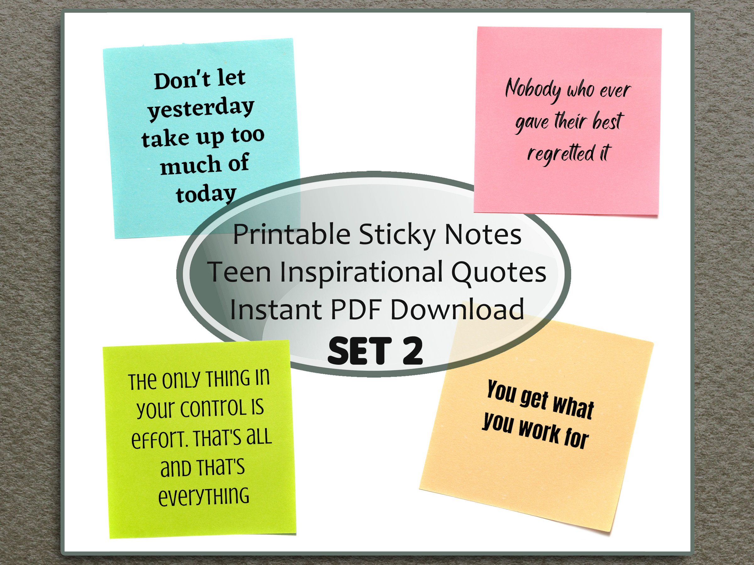 Printable Sticky Notes, Set 2 Teen College Inspirational Quotes ...
