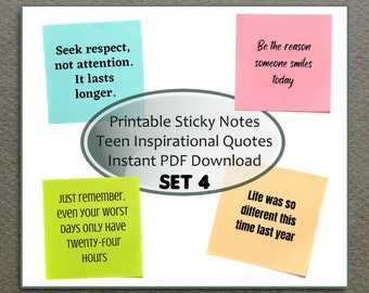 Printable Sticky Notes, Set 1 Teen College Inspirational Quotes ...