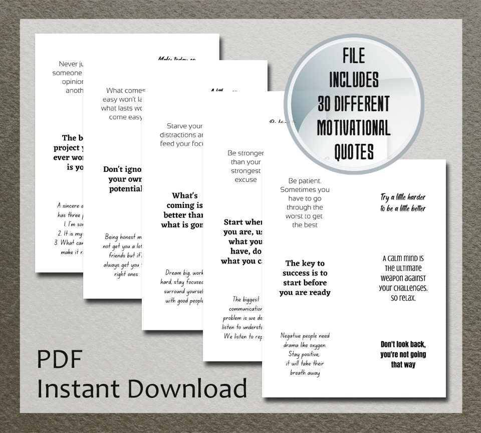 Printable Sticky Notes, Set 1 Teen College Inspirational Quotes ...