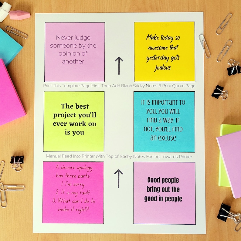 Printable Sticky Notes, Set 1 Teen College Inspirational Quotes ...