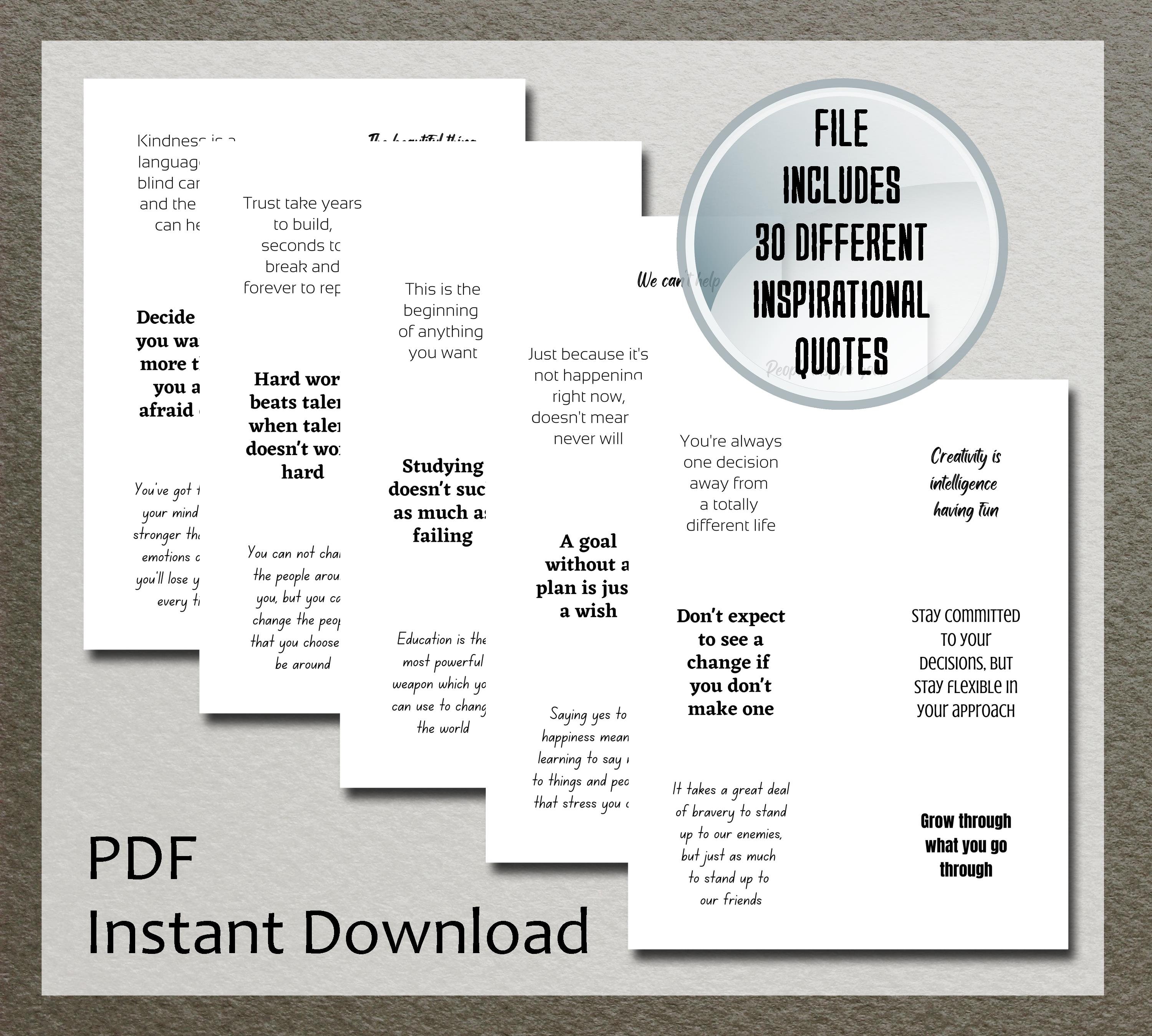 Printable Sticky Notes, Set 3 Teen College Inspirational Quotes ...