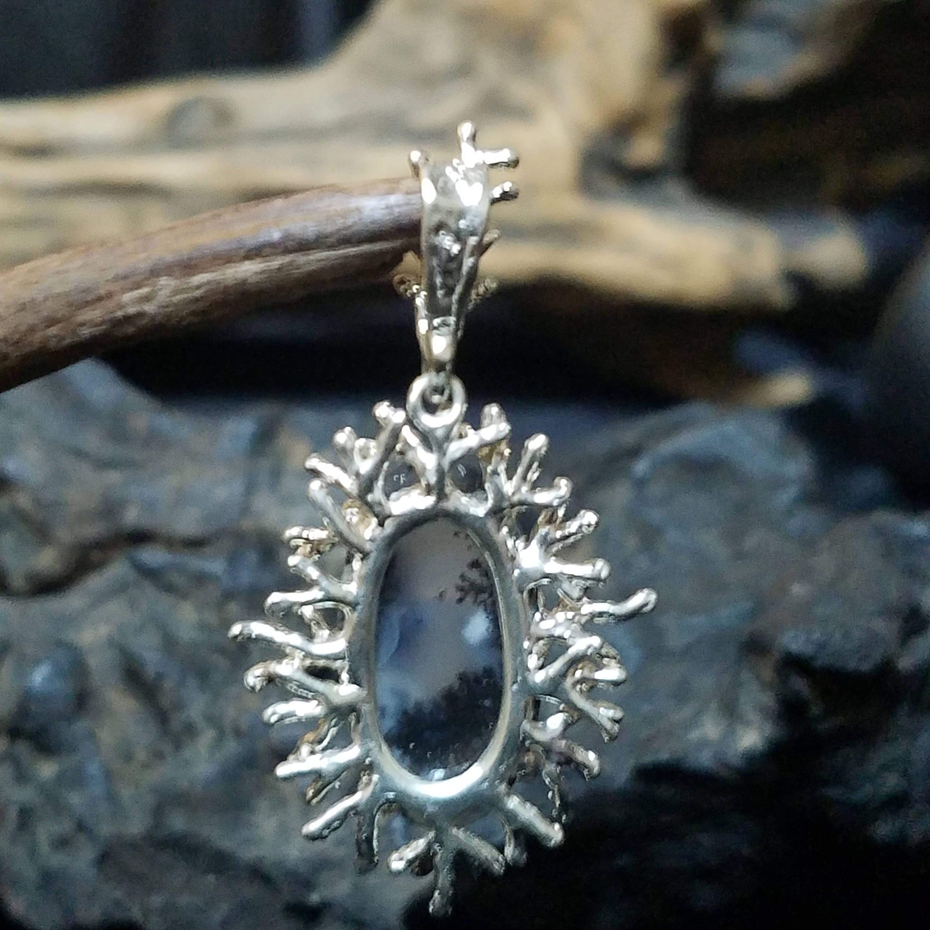 Dendritic Agate and Sterling Silver Pendant - Etsy Denmark