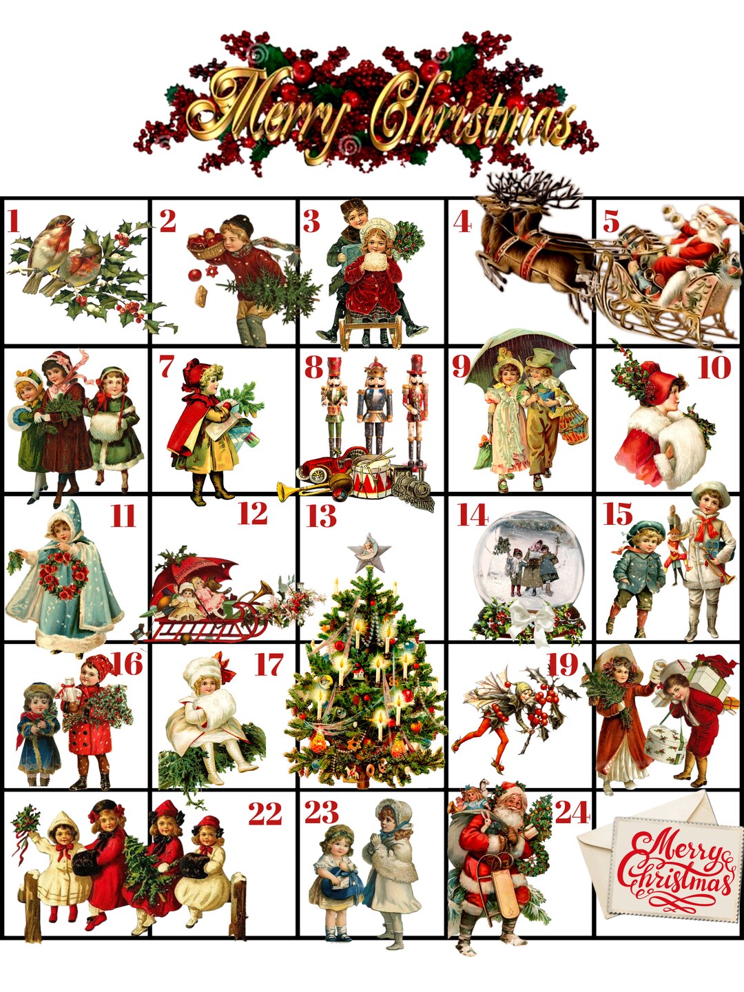 DIGITAL RETRO & VICTORIAN Advent Calendars - Etsy
