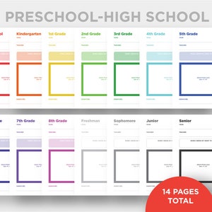 Printable Yearly School Memory Sheets preschool Through High-school ...