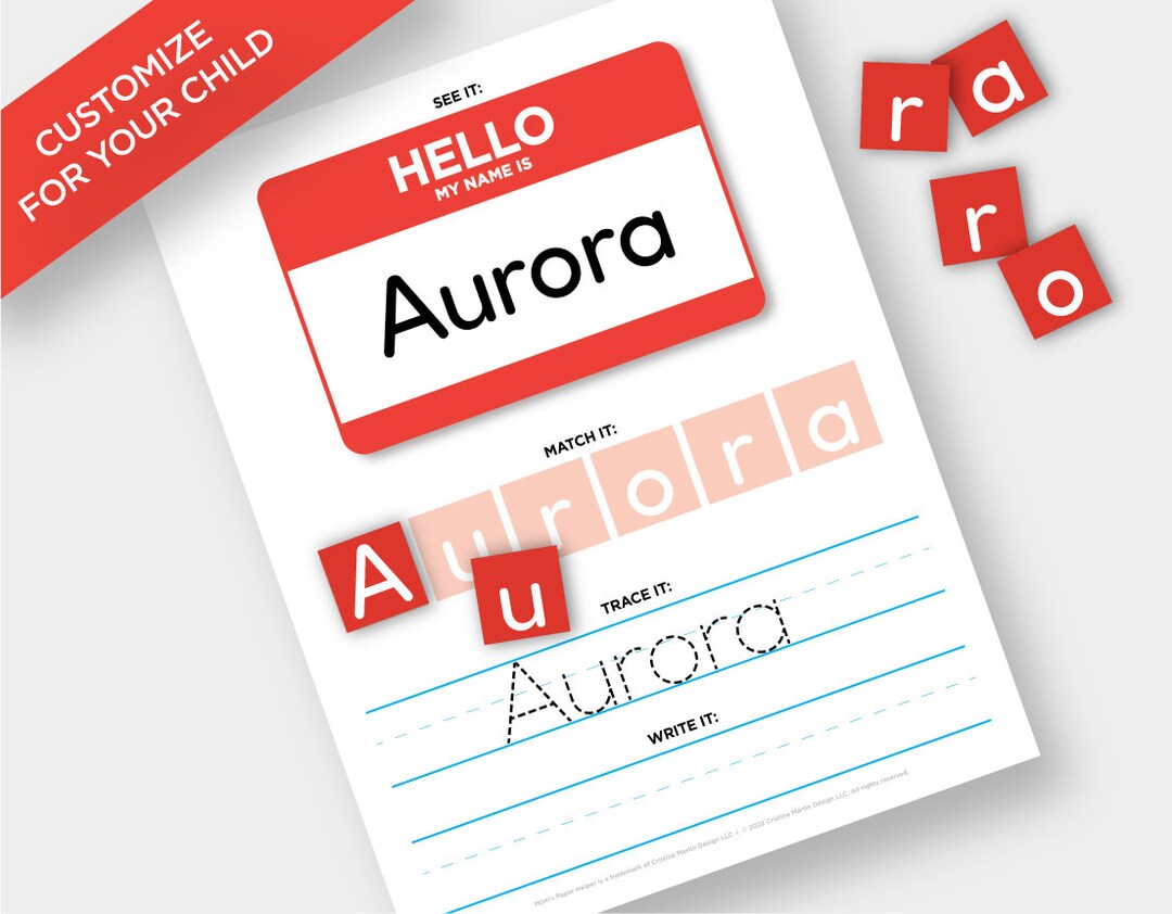 Printable Custom Name See It, Match It, Trace It, Write It Worksheet ...