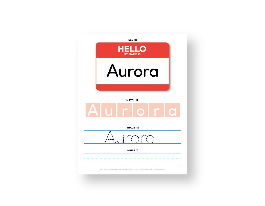 Printable Custom Name See It, Match It, Trace It, Write It Worksheet ...