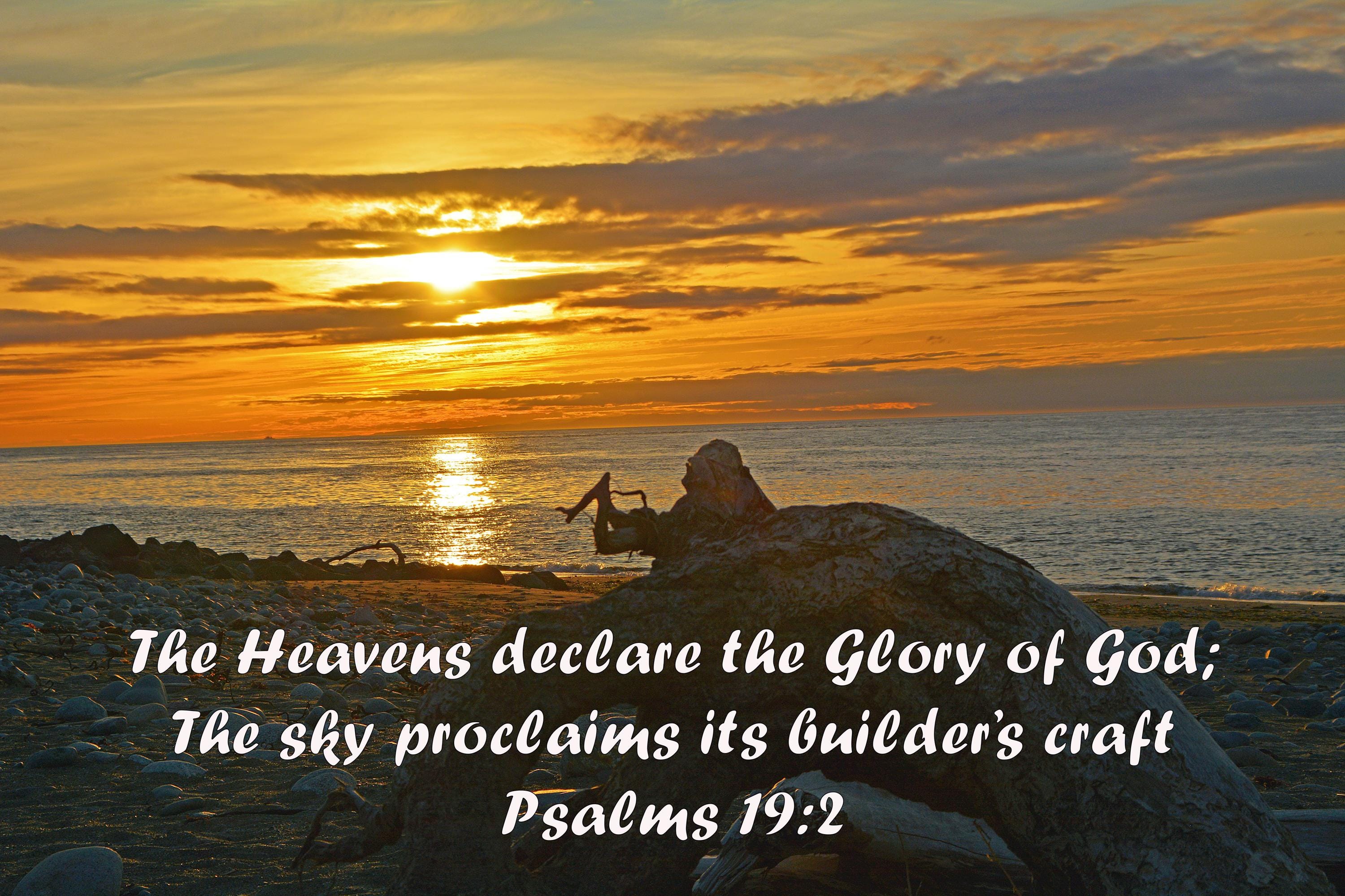 Bible Scripture, Psalms 19:2, on a Photo of Washington State Beach ...