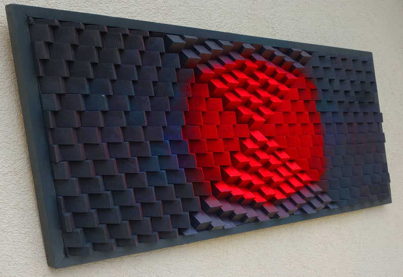 Wood Wall Art Sound Diffuser Black Red Acoustic Panel - Etsy
