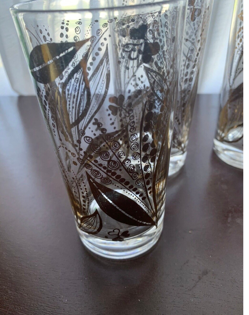 Vintage MCM Gold Glassware Set of 4 - Etsy