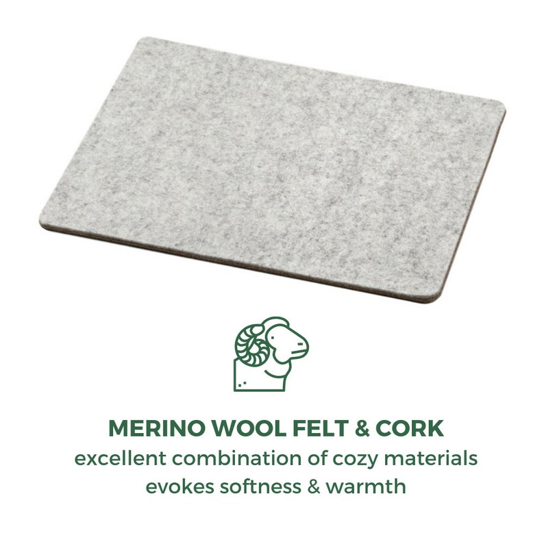 Felt and Cork Mousepad Designer Large Mousepad Merino Wool | Etsy