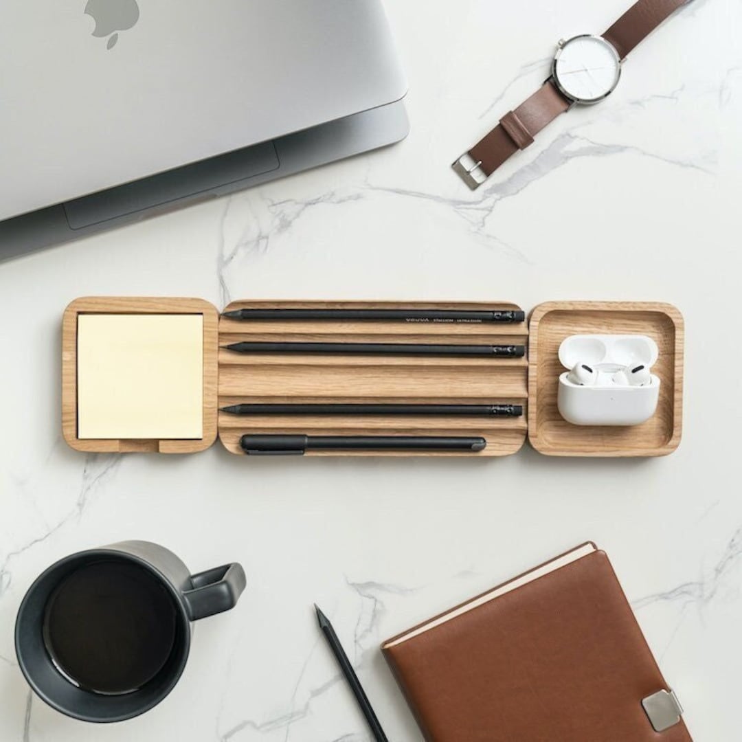 Sticky Notes Holder, Sticky Notes Set, Wooden Desk Tray, Desk ...