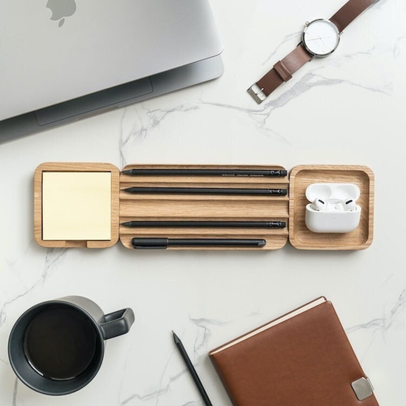 Sticky Notes Holder Sticky Notes Set Wooden Desk Tray Desk - Etsy