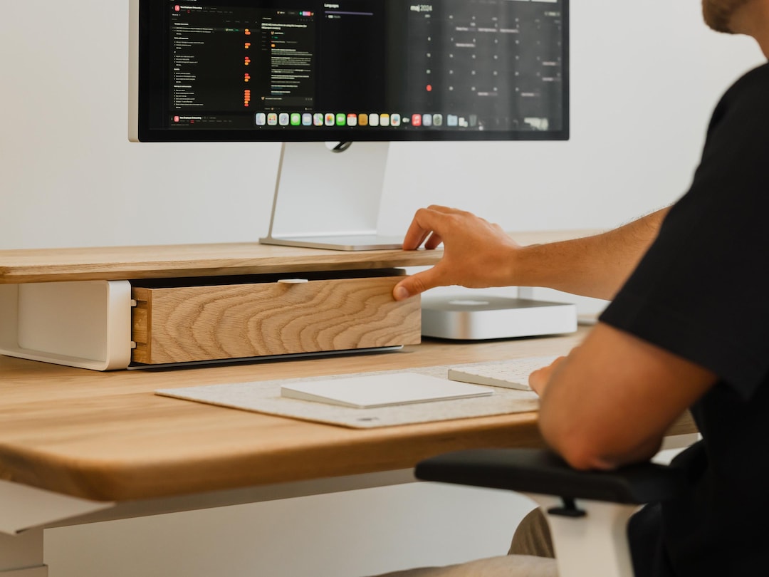Modular Wooden Desk Drawer: White Steel Base, Desk Organizer - Oakywood ...