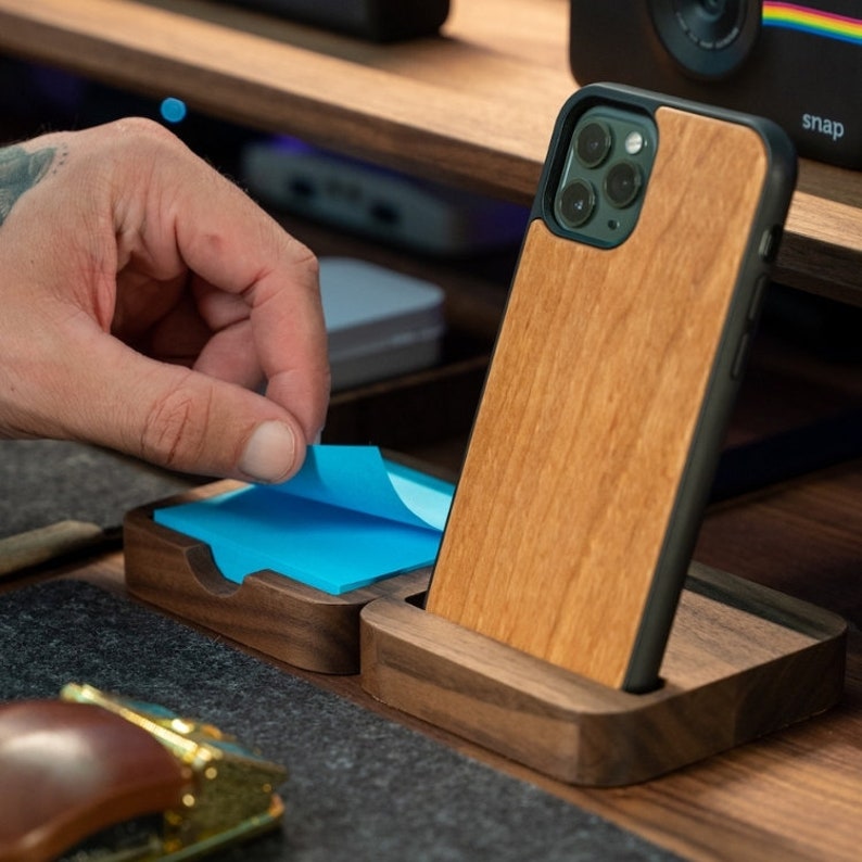 Sticky Notes Holder Sticky Notes Set Wooden Desk Tray Desk - Etsy