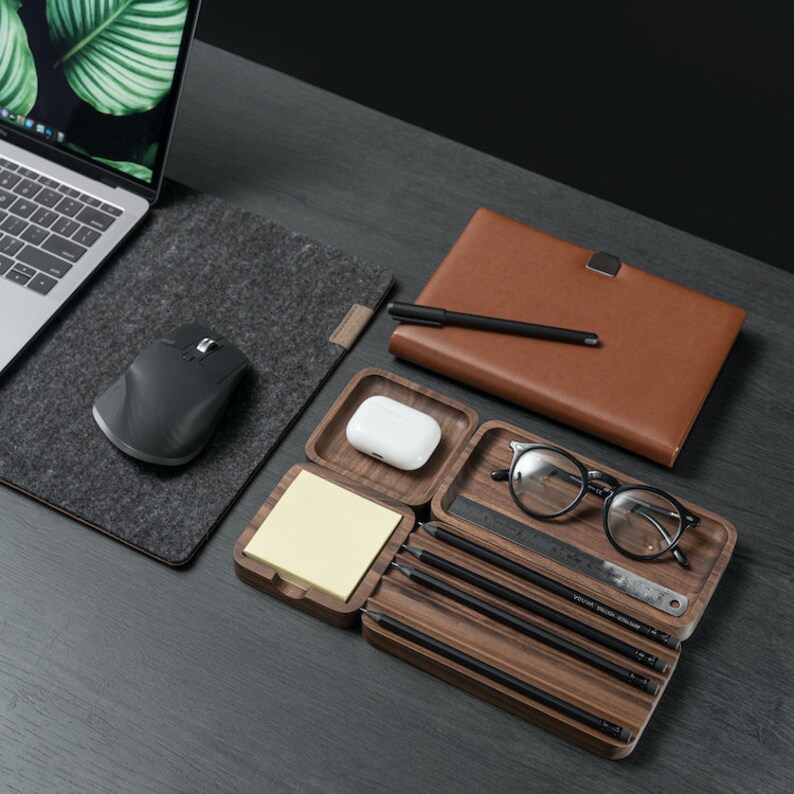 Sticky Notes Holder Sticky Notes Set Wooden Desk Tray Desk - Etsy