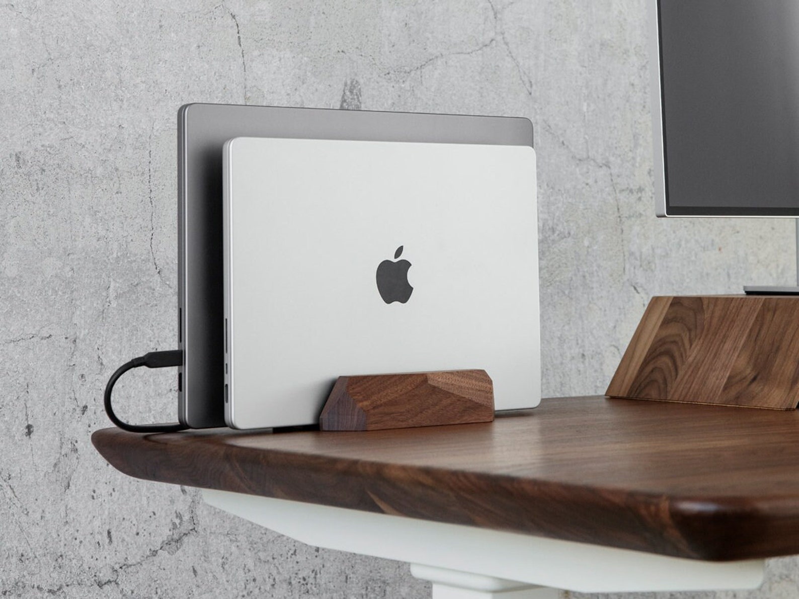 Oakywood Dual Laptop Stand Wood Vertical Stand for Desk - Etsy Canada