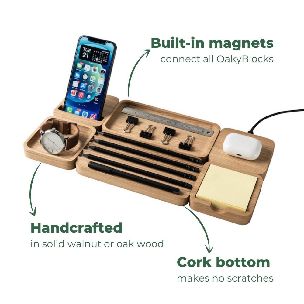 Set of 6 Oakyblocks Desk Organizer Wooden Desk Organization | Etsy UK