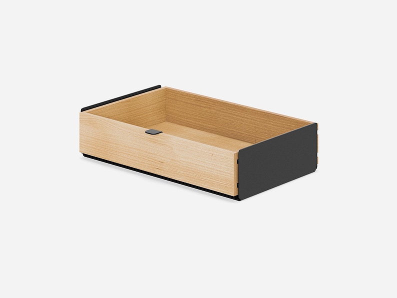 Modular Wooden Desk Drawer With Black Steel Base - Oakywood Desk Shelf ...