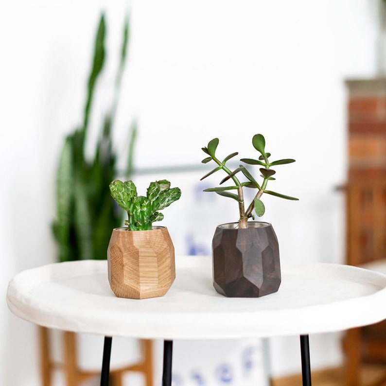 Geometric Wooden Succulent Planter: Small Desk Organizer - Etsy